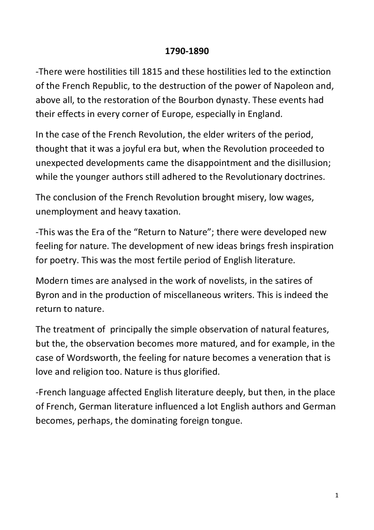 '800 nella letteratura inglese - Docsity