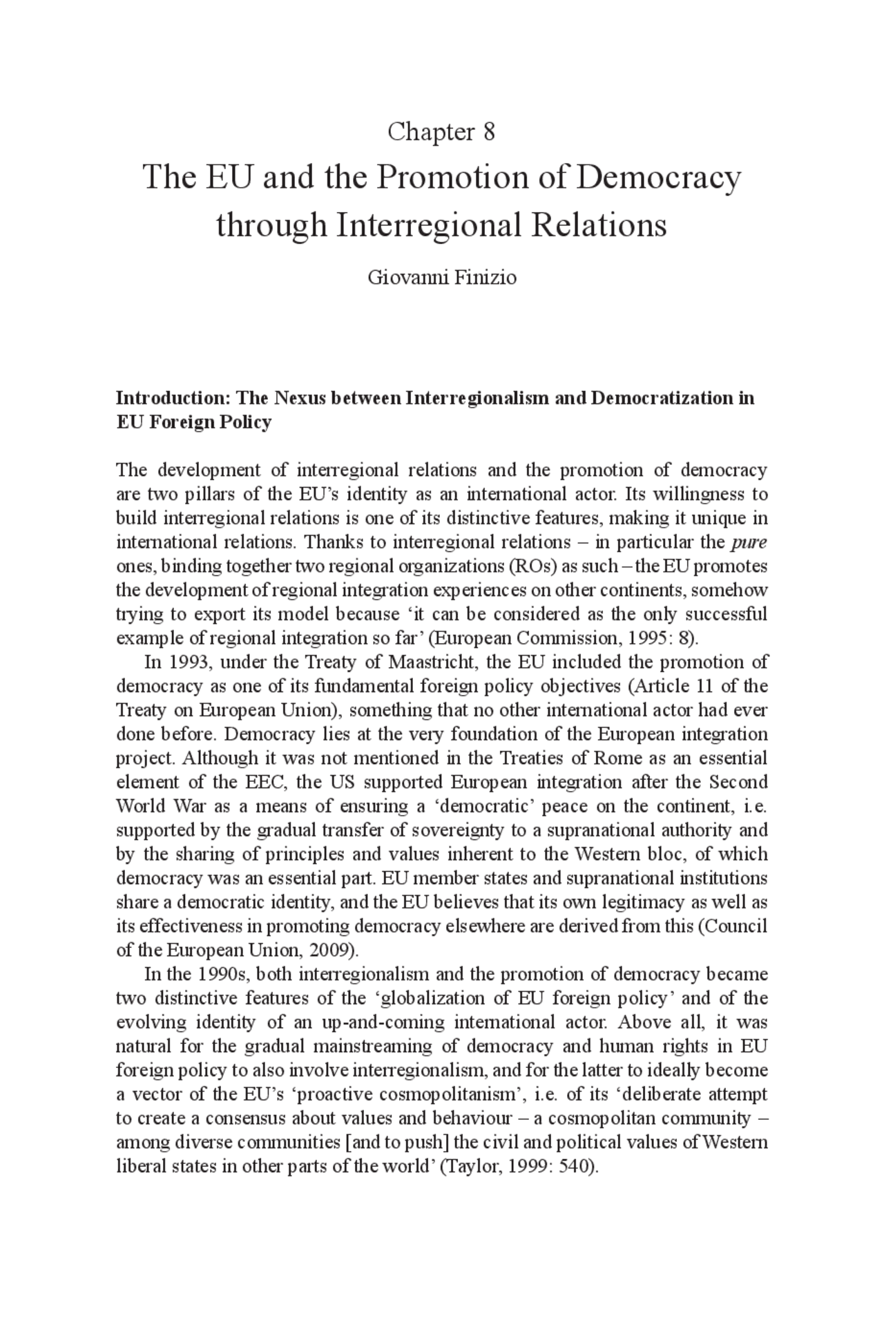 The Eu and the promotion of democracy , Finizio - Docsity