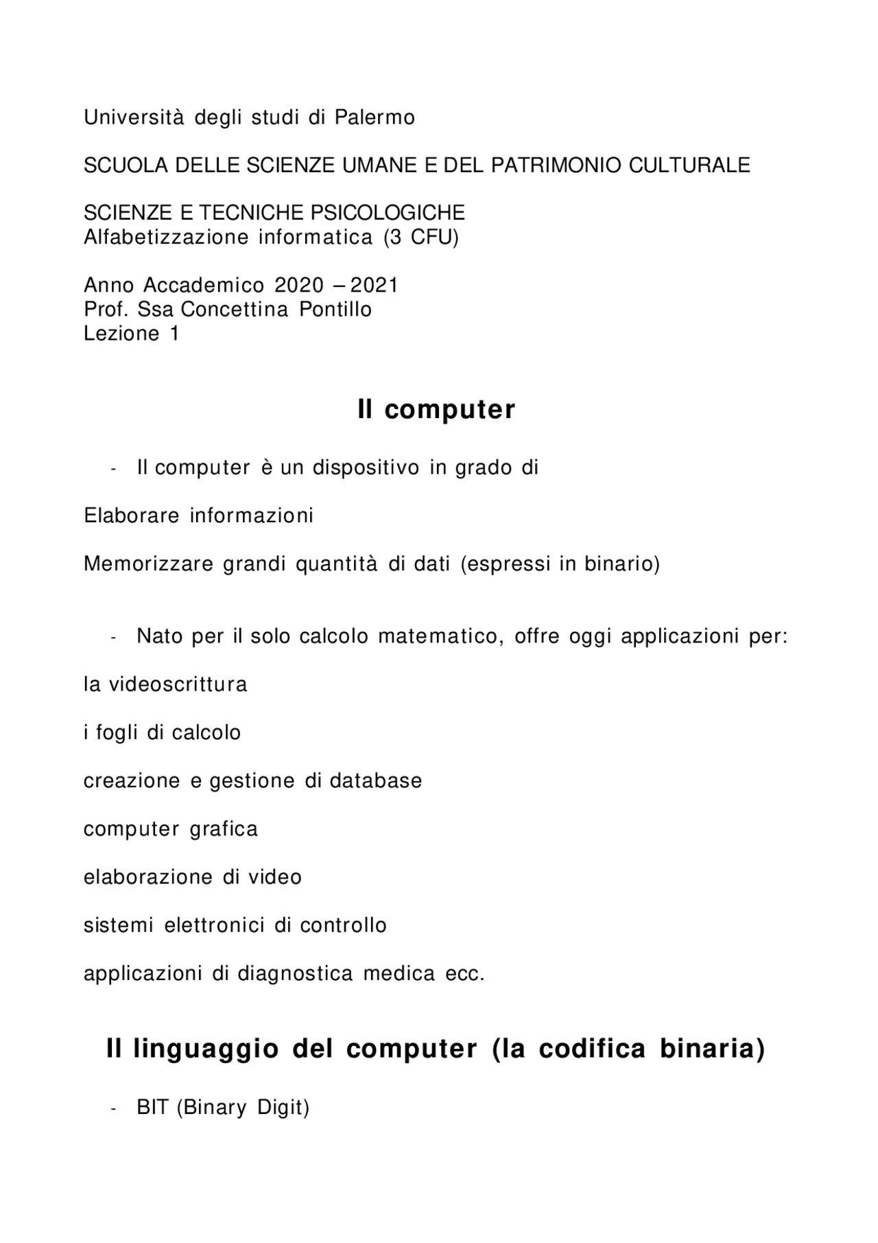 Nozioni di alfabetizzazione informatica - Docsity