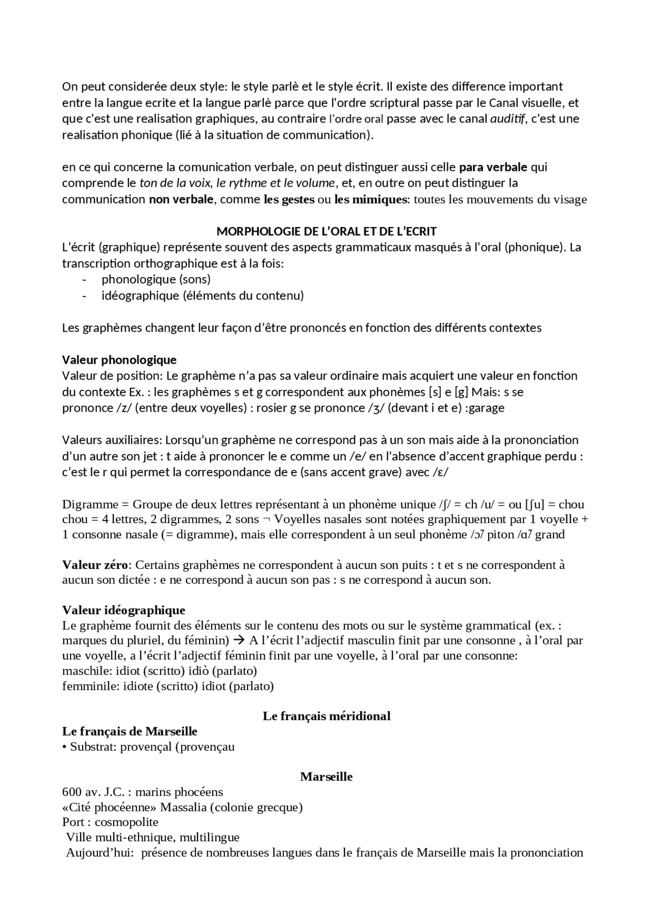 Appunti Modulo A Di Lingua Francese Ii Docsity