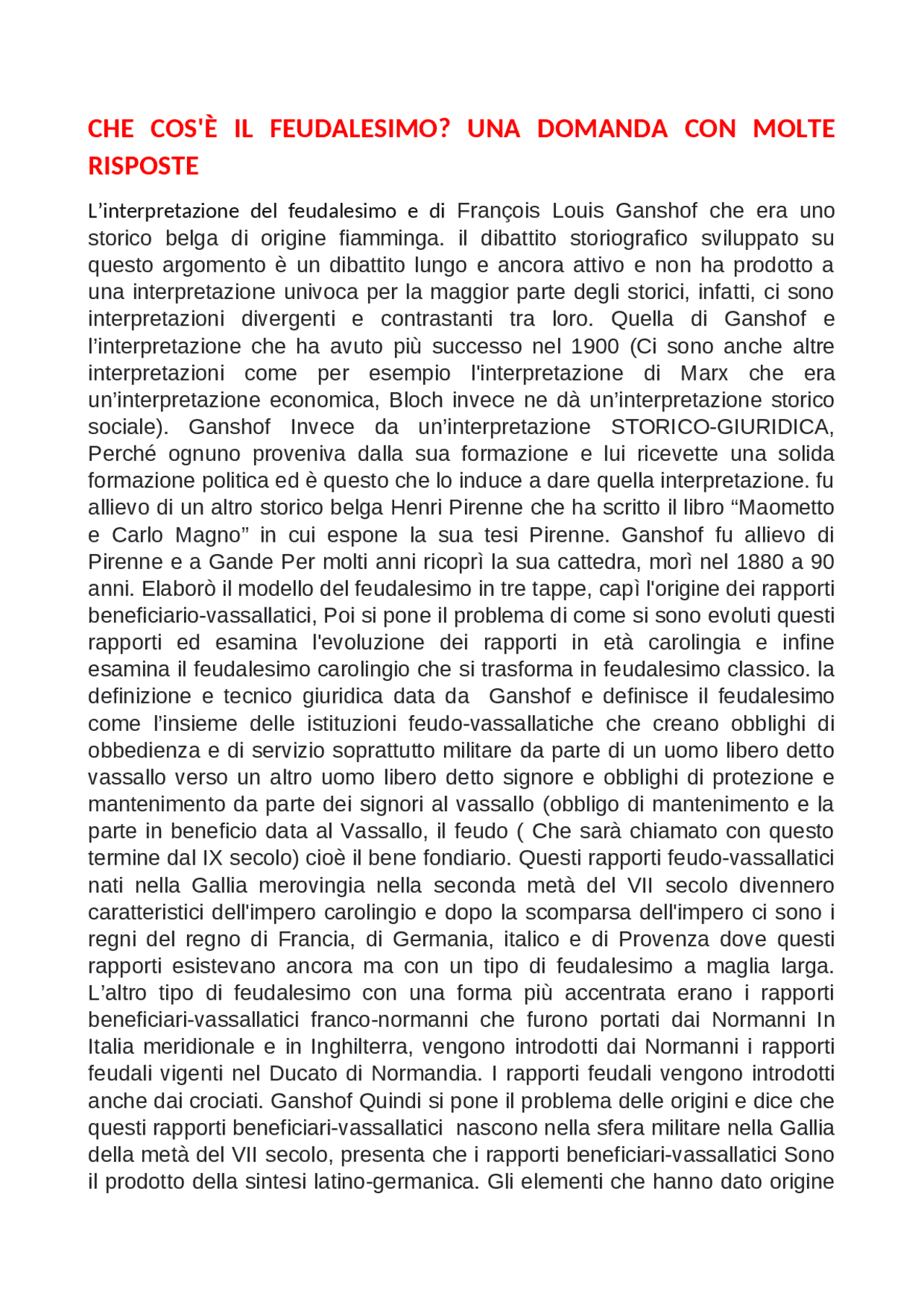 Appunti Feudalesimo E Diritti Bannali Docsity