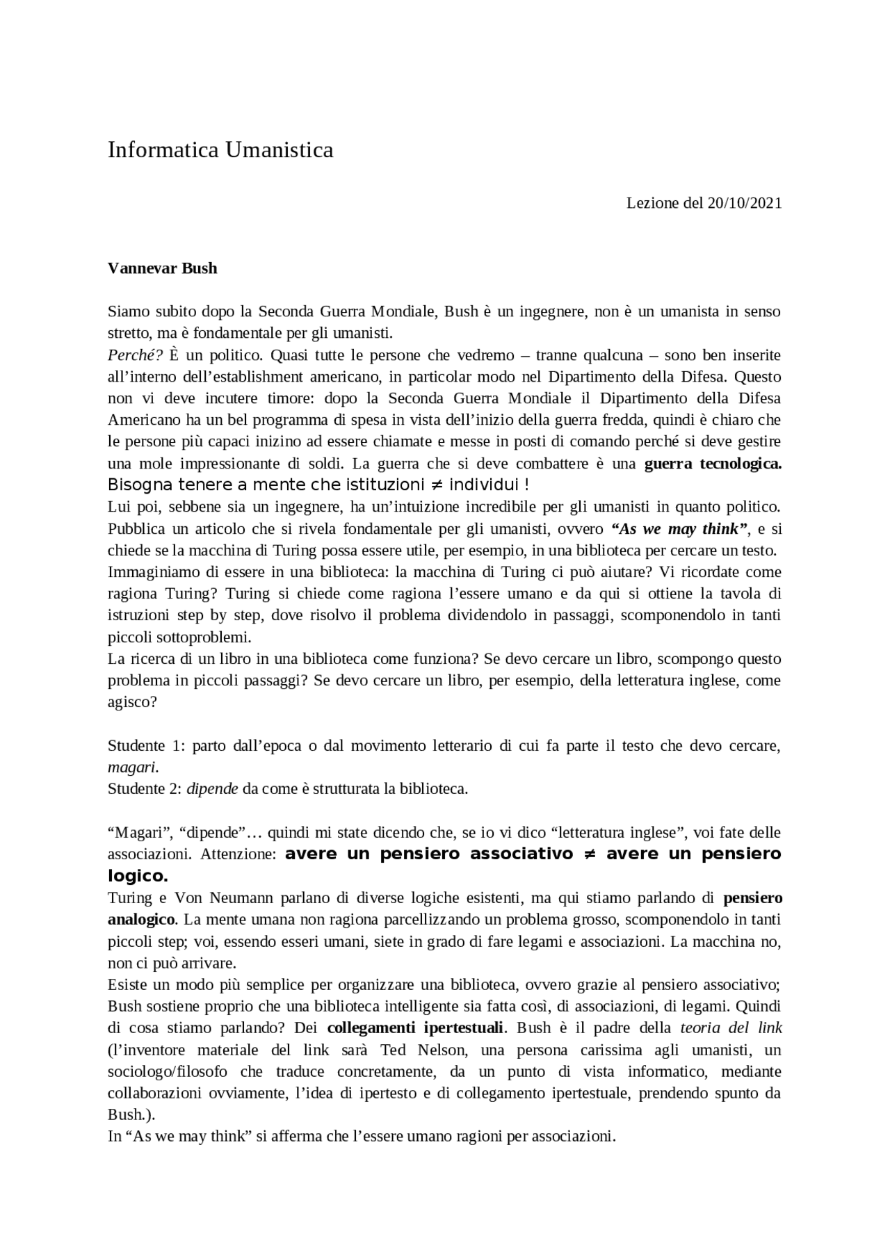 Informatica Umanistica Docsity