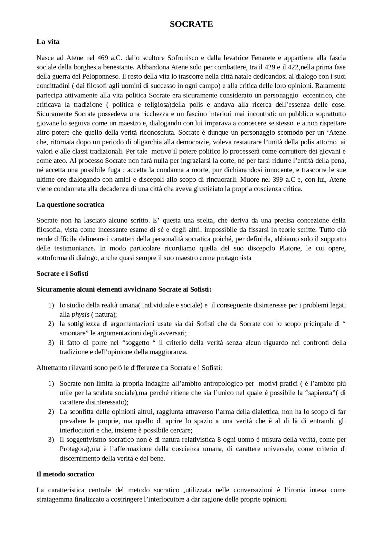 La filosofia di Socrate - Docsity