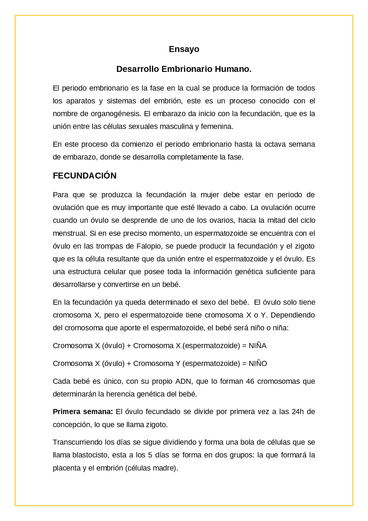 Desarrollo Embrionario Inicio Y Fin Docsity