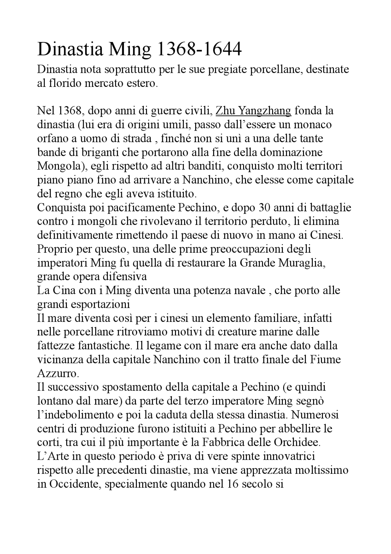 Dinastia Ming Cenni Storici E Arte Docsity