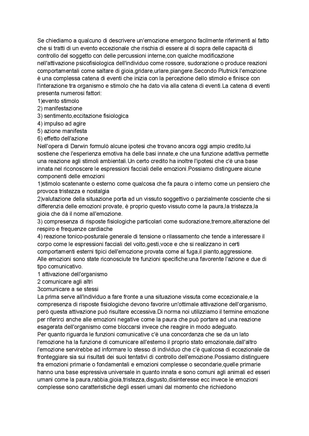 Prima Parte Sviluppo Emotivo Docsity