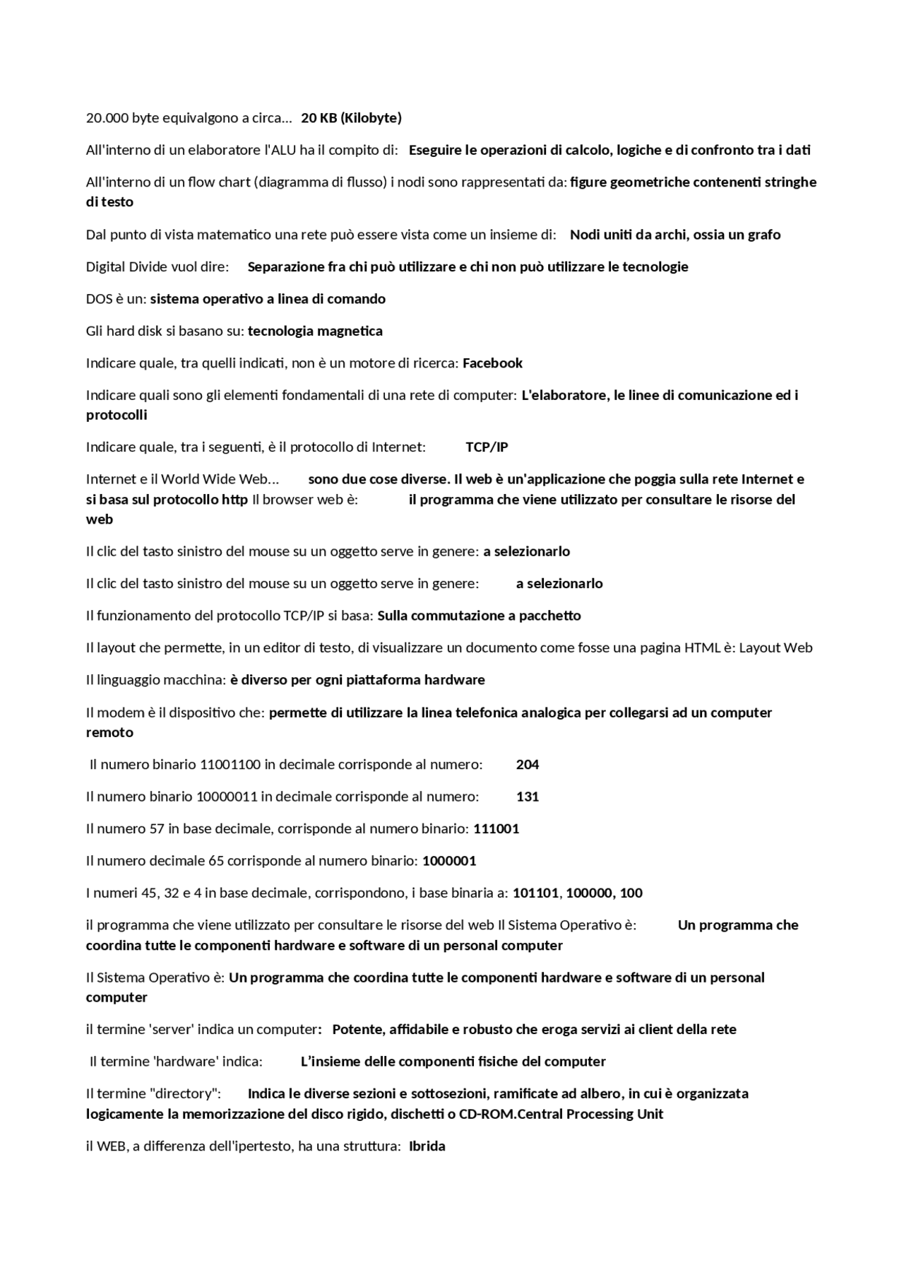 Domande E Risposte Informatica Docsity