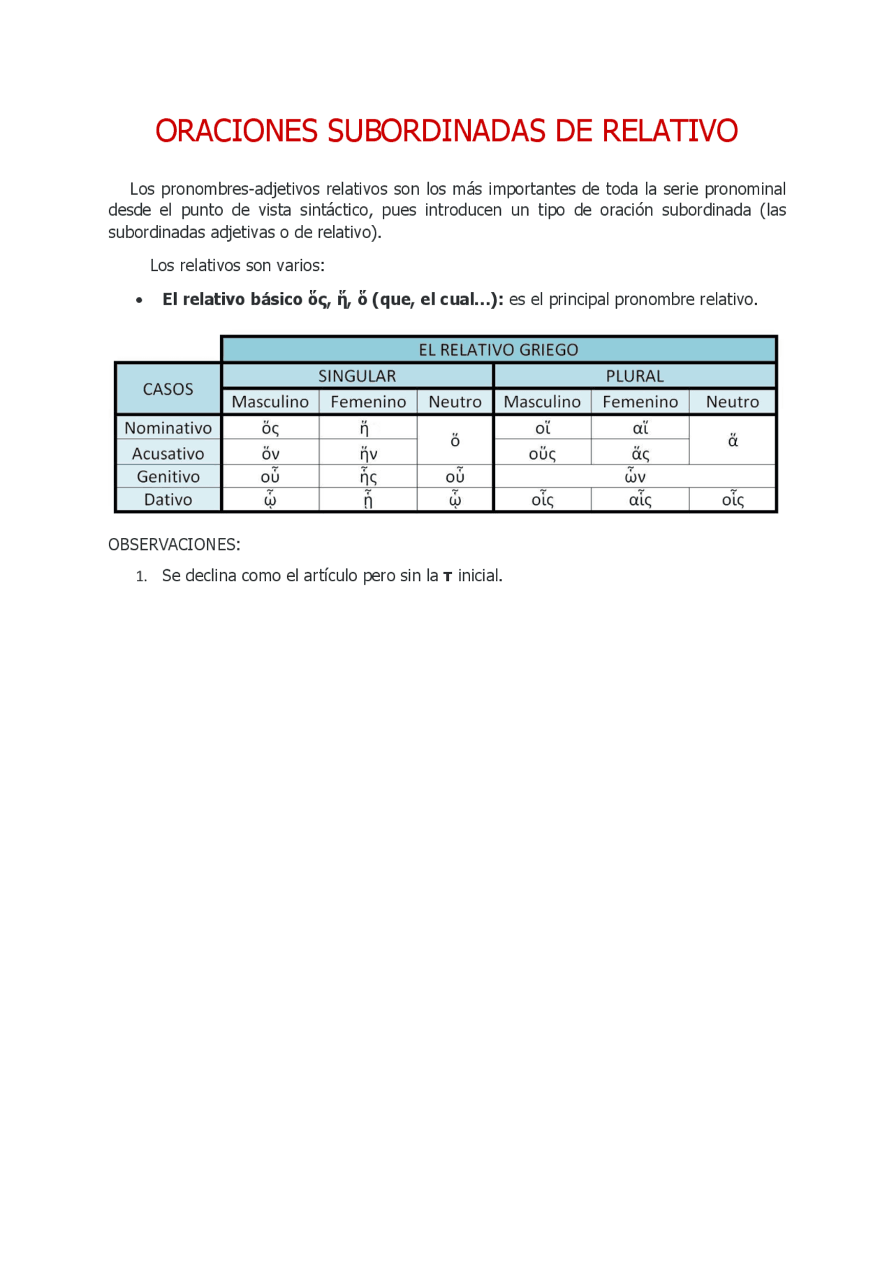 Teoria oraciones de relativo - Docsity