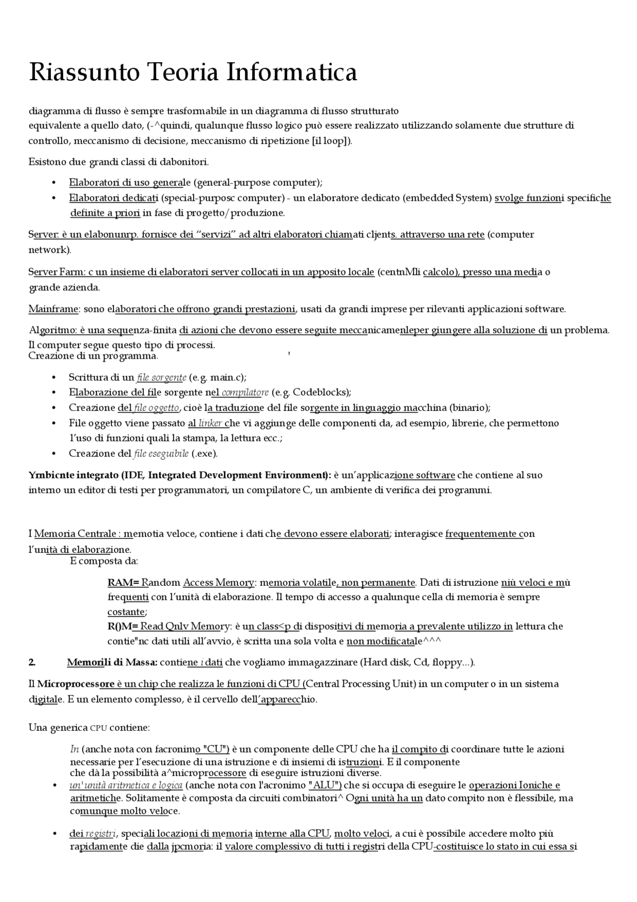 Riassunto Di Teoria Informatica Docsity