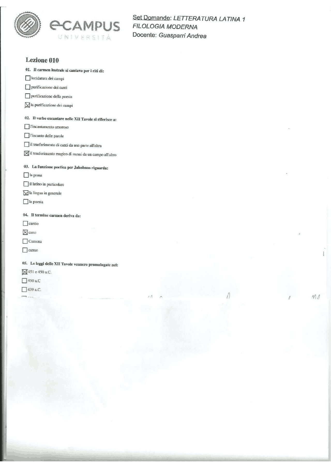 Lezione 5 Lett Latina Docsity
