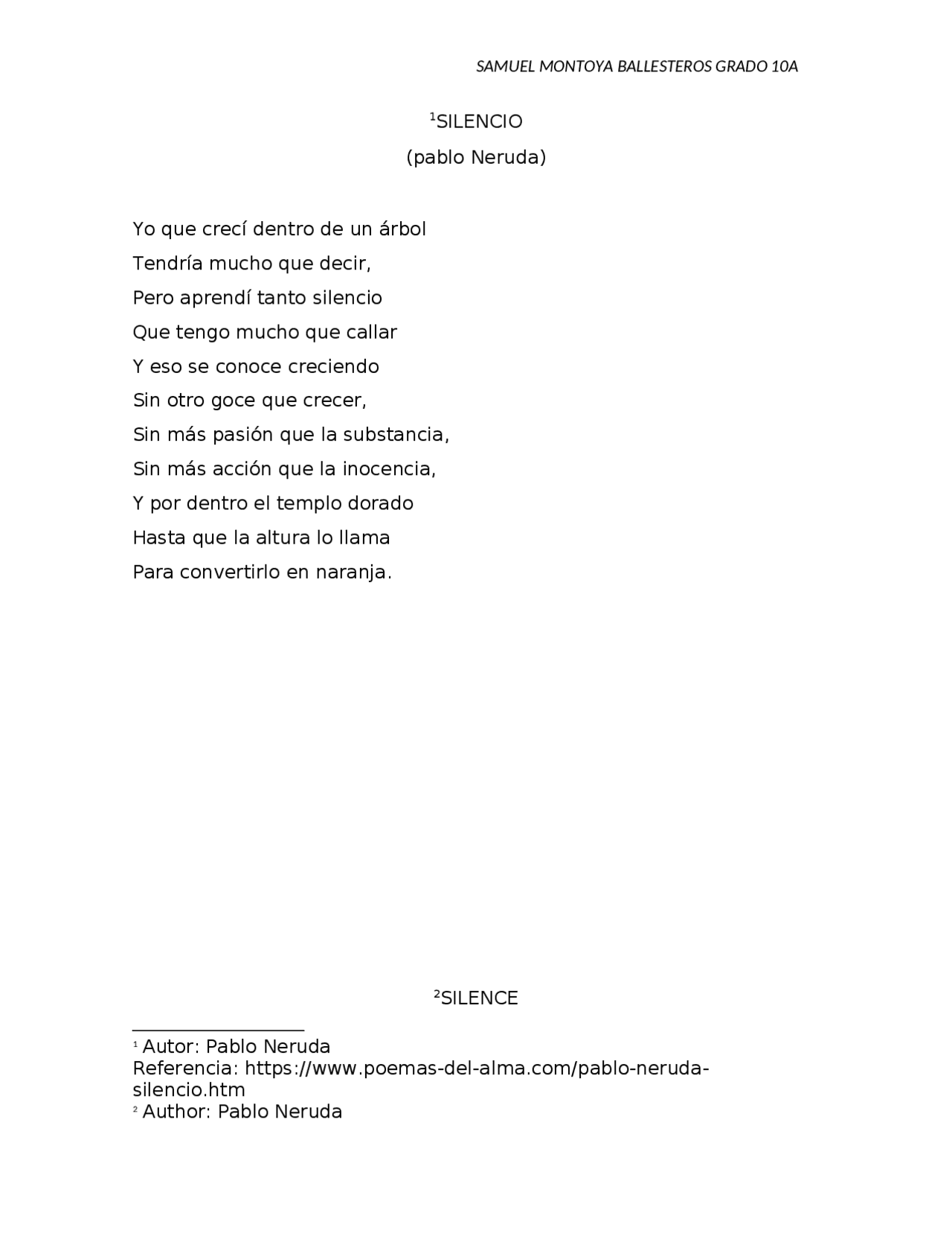 Silencio pablo neruda - Docsity