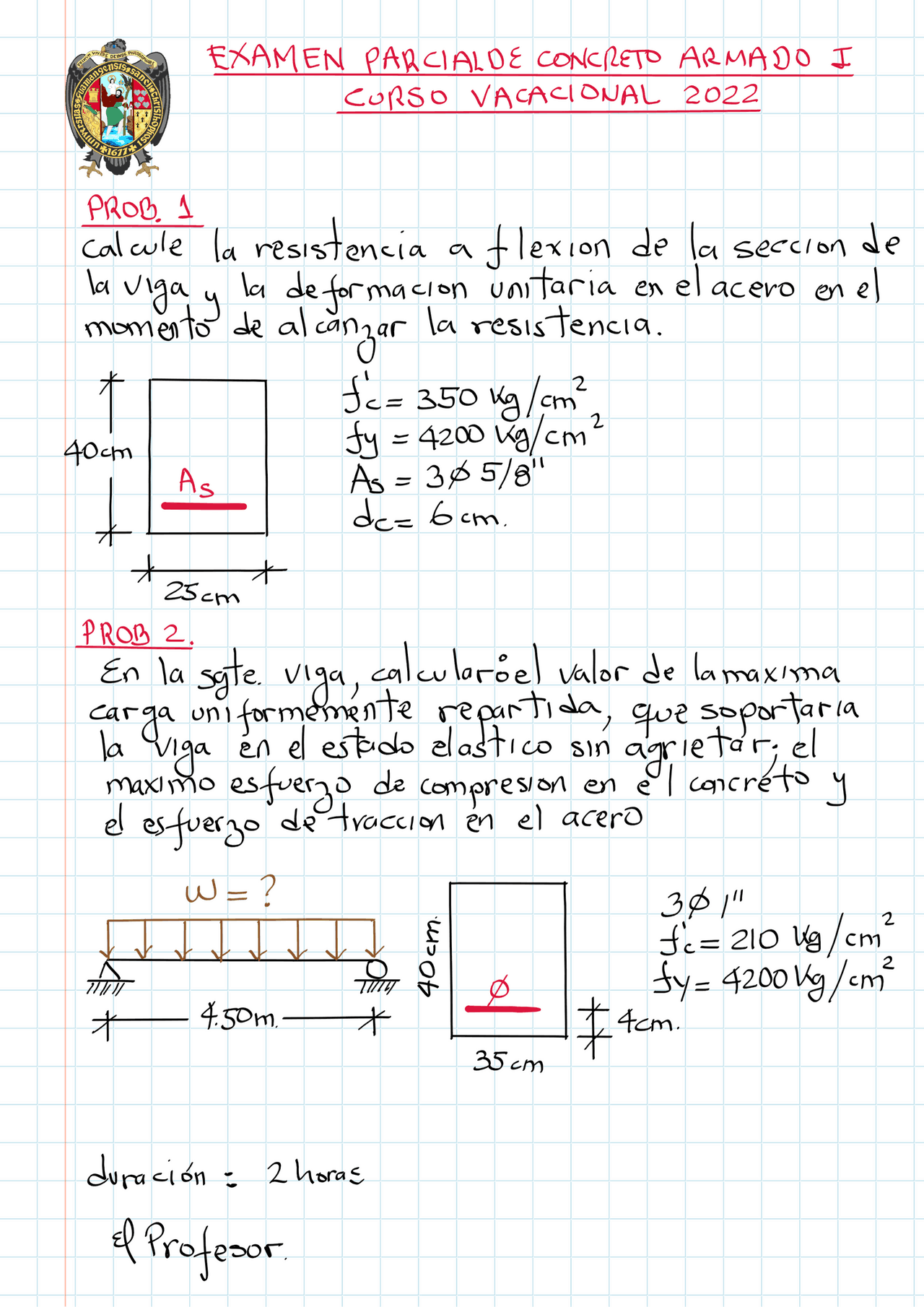 Diseño de vigas mediante falla dúctil | Exámenes selectividad de Diseño ...