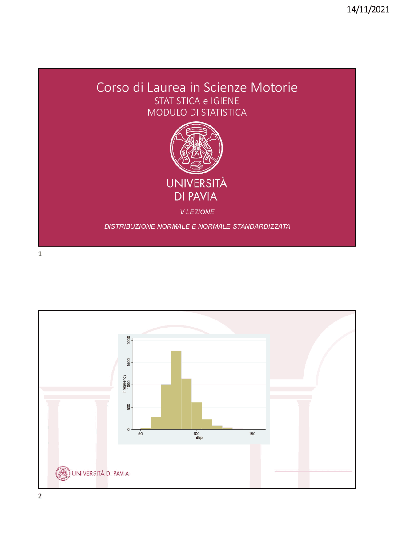 Appunti Statistica Montomoli Cristina Scienze Motorie Unipv Docsity