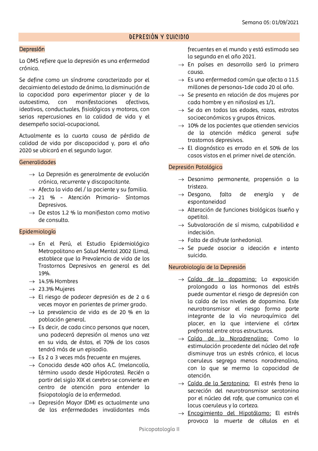Depresión Y Suicidio Docsity