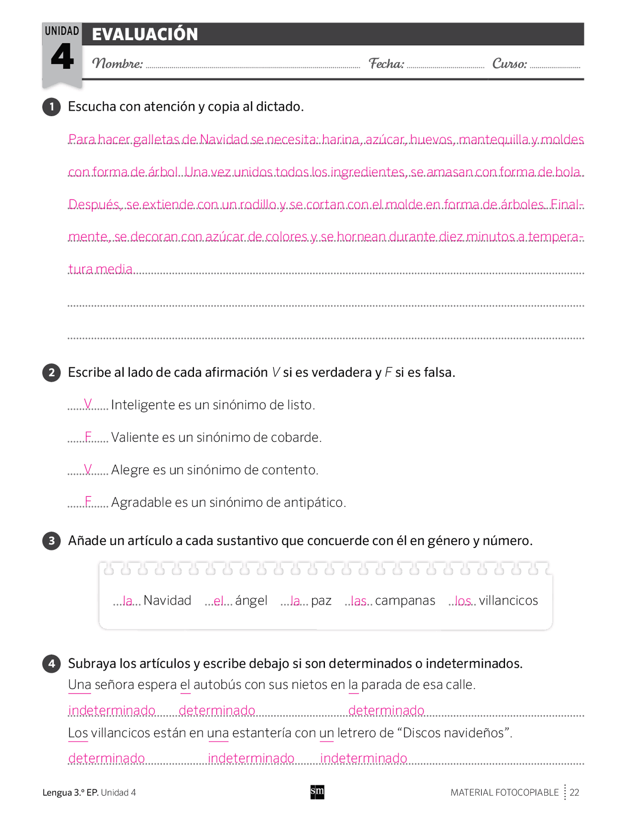 Evaluación Tema 4 Lengua 3 primaria sm savia digital | Exámenes de ...