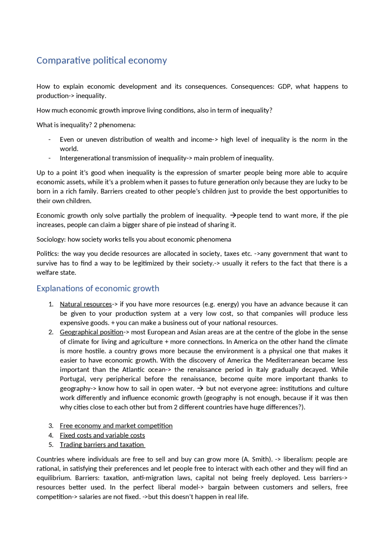 Comparative political economy - Docsity