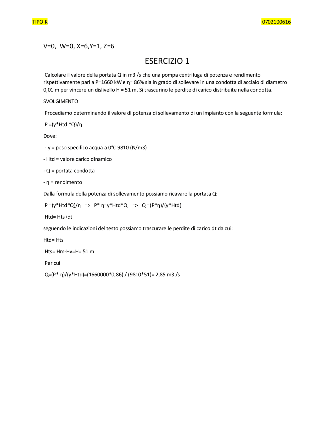 Elaborato N2 Tipo K Ingegneria Ambientale Pegaso Prof Giuseppe D