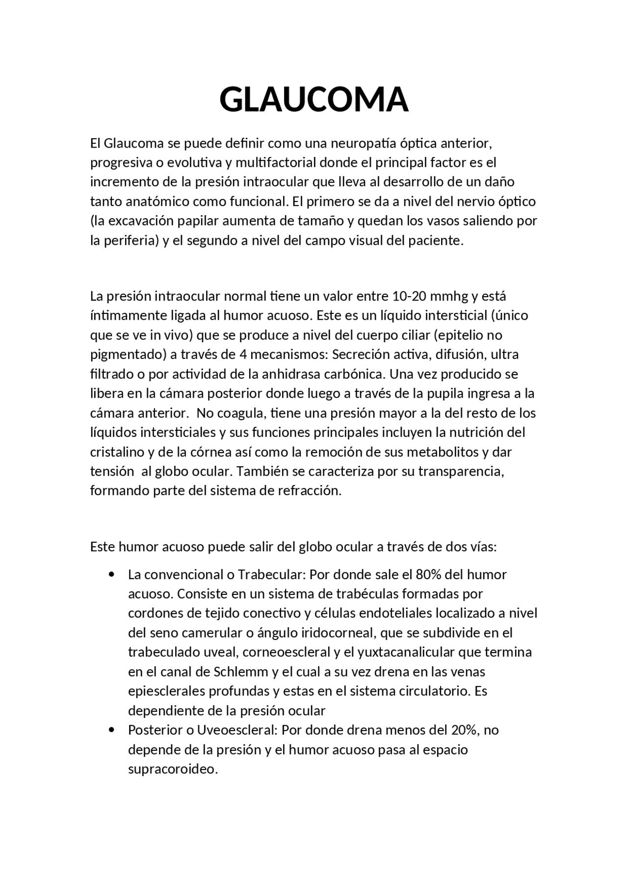Generalidades De Glaucoma Docsity