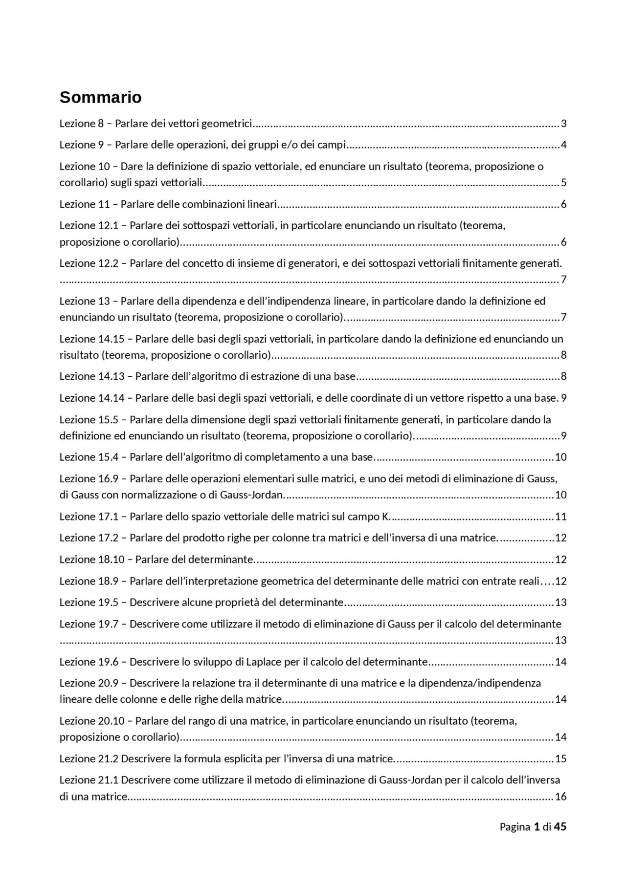 Domande Aperte Complementi Di Matematica Panieri Di Complementi Di