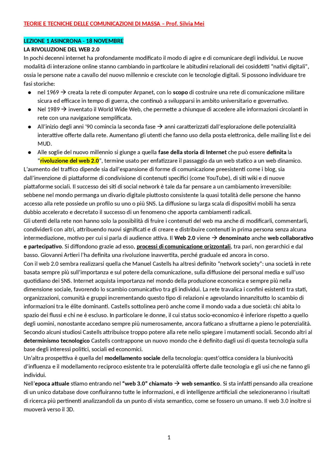 Teorie E Tecniche Delle Comunicazioni Di Massa Docsity