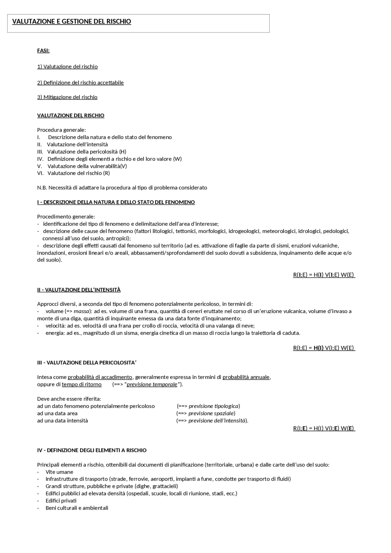 Valutazione E Gestione Del Rischio Docsity