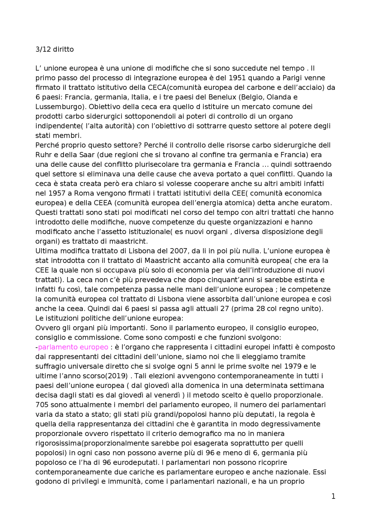 Diritto Primo Semestre Lezioni Docsity