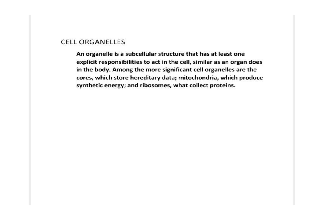 Cell Organelles And Their Function Docsity