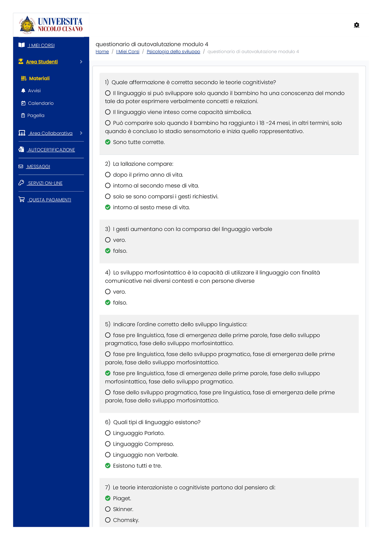 Domande E Risposte Test Autovalutazione Docsity