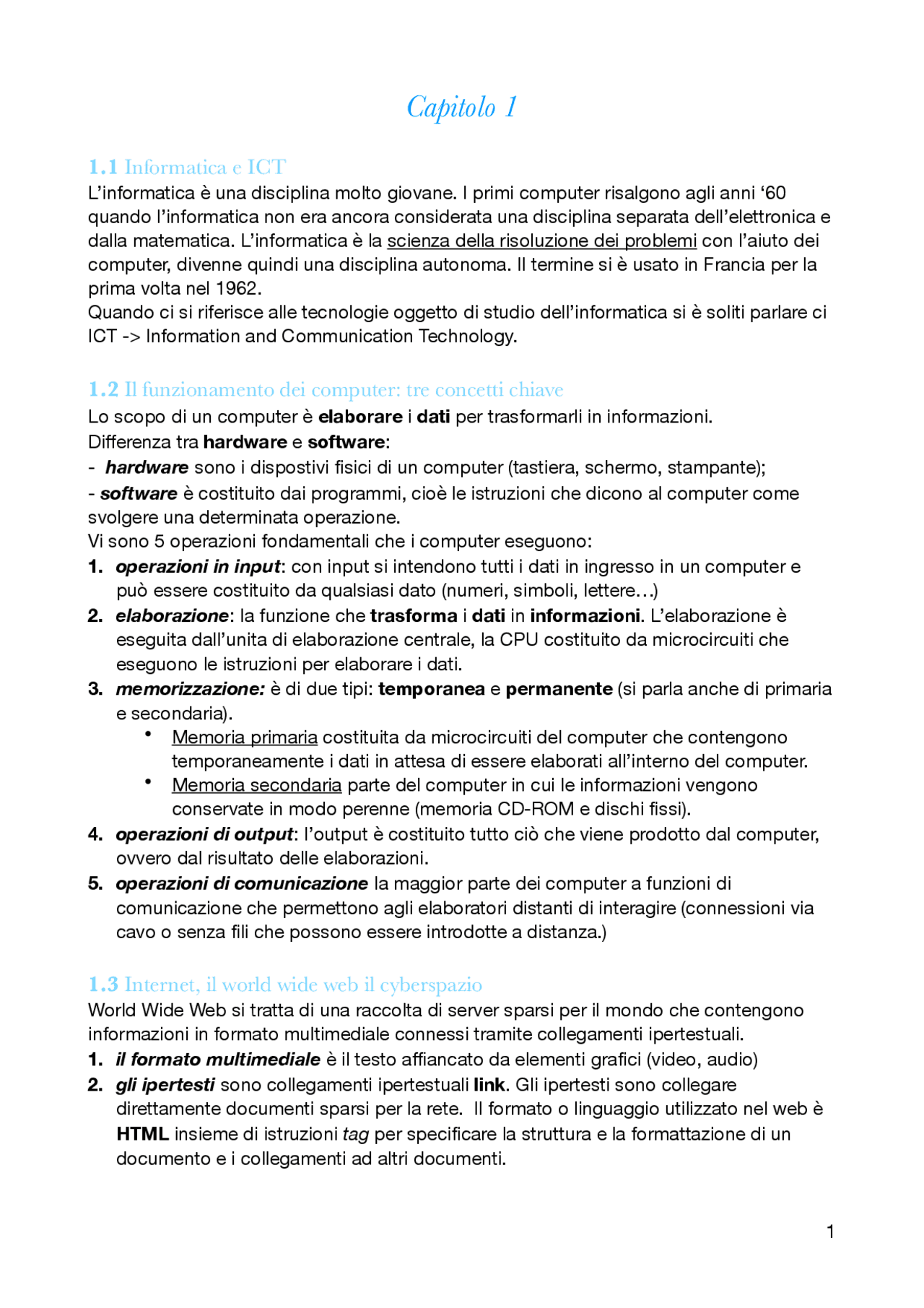 Manuale Elementi Informatica Docsity