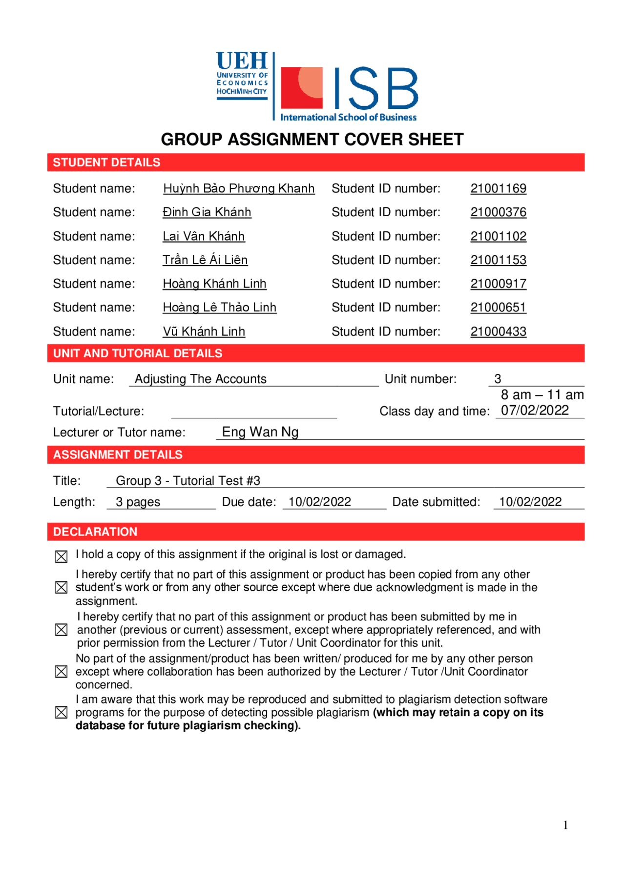 Principles Of Accounting Tutorial Test Session 3 Docsity