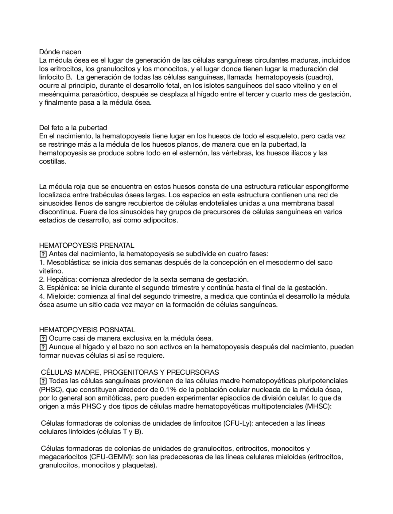 Hematopoyesis En El Cuerpo Humano Resúmenes De Anatomía Aplicada