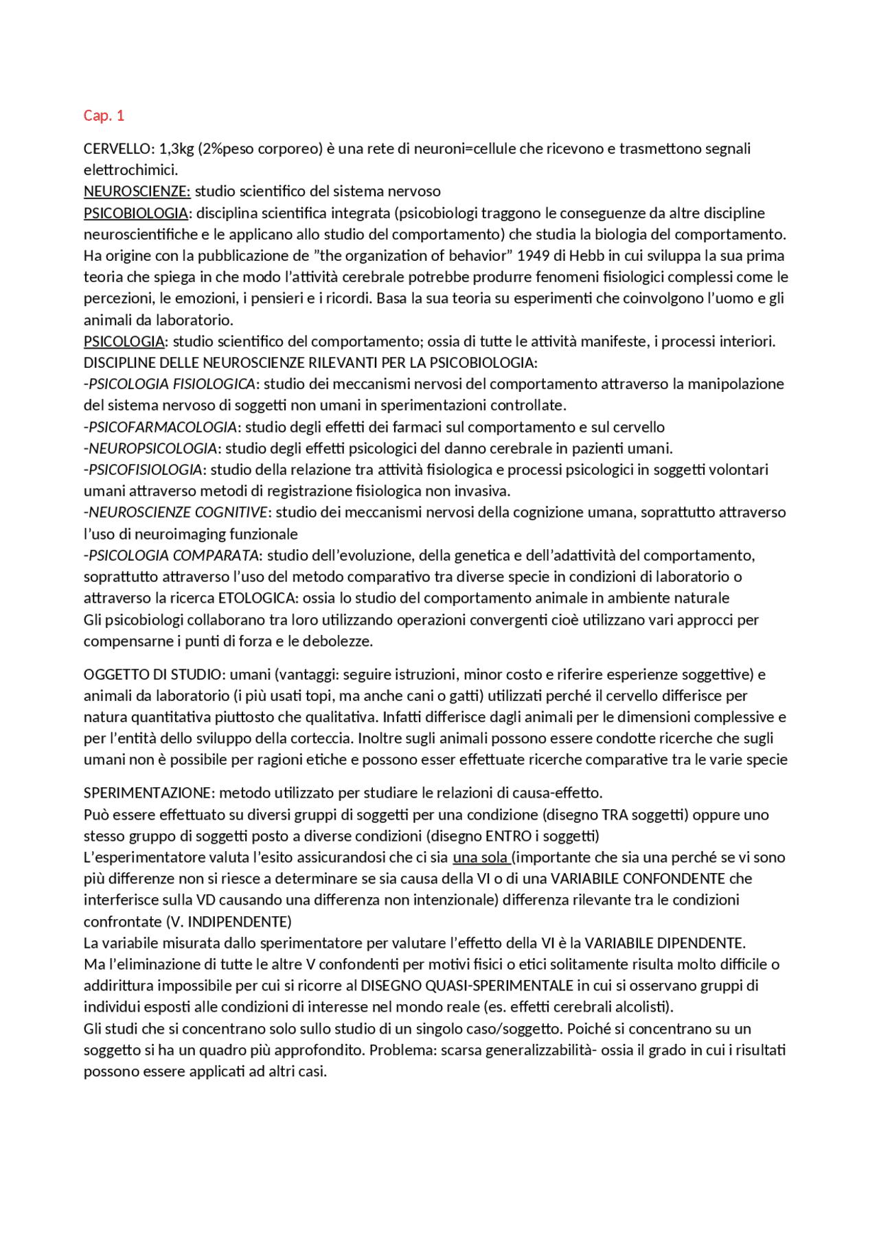 Riassunti Di Basi Biologiche Del Comportamento Docsity