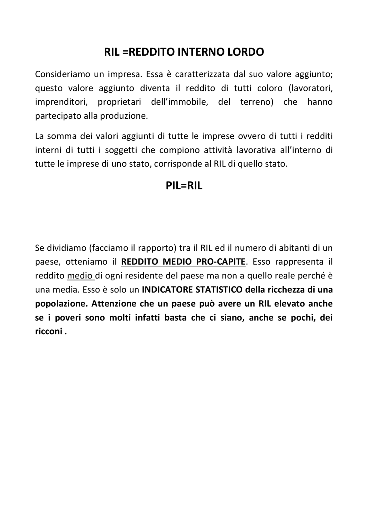 Ril Semplice Riassunto Molto Utile In Fase Di Sintesi Docsity