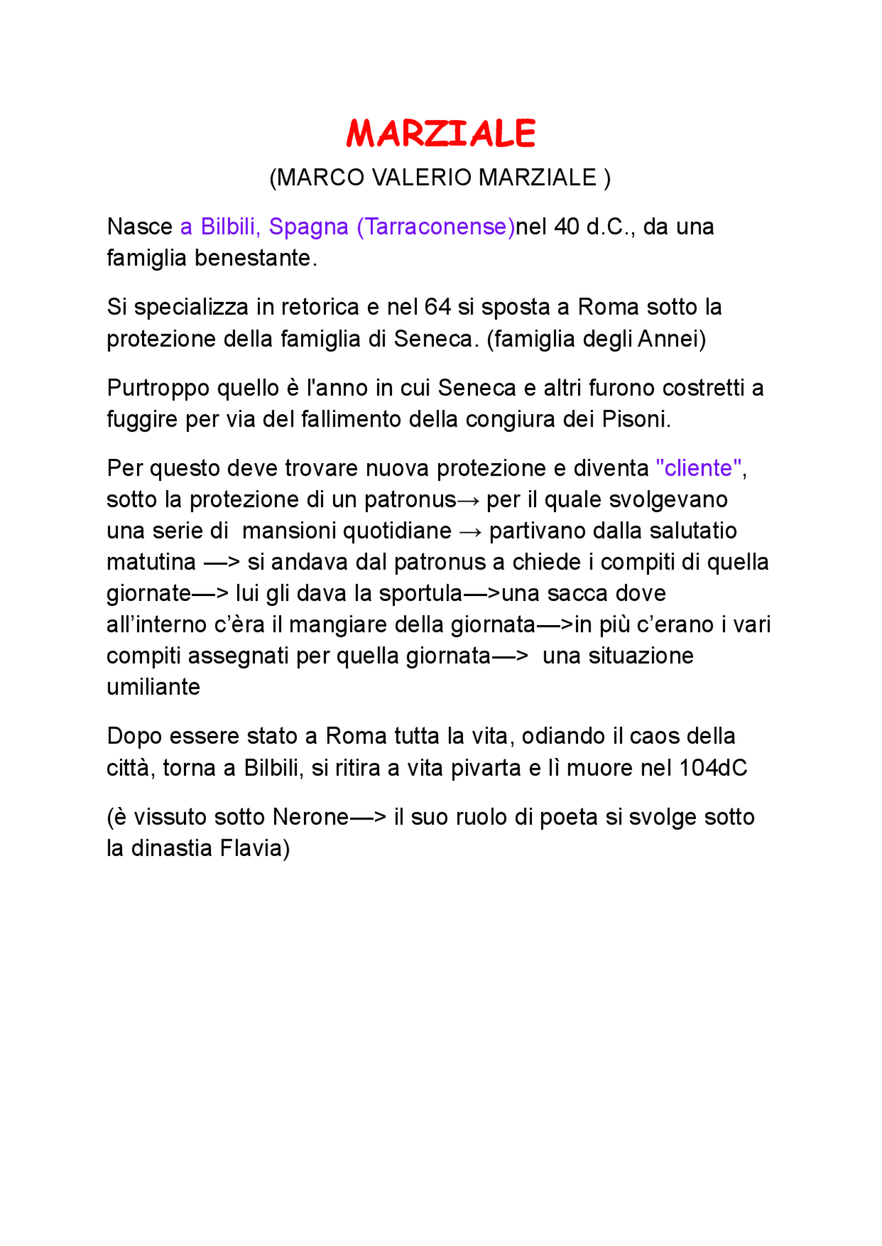 Appunti molto dettagliati su MARZIALE e i suoi epigrammi - Docsity