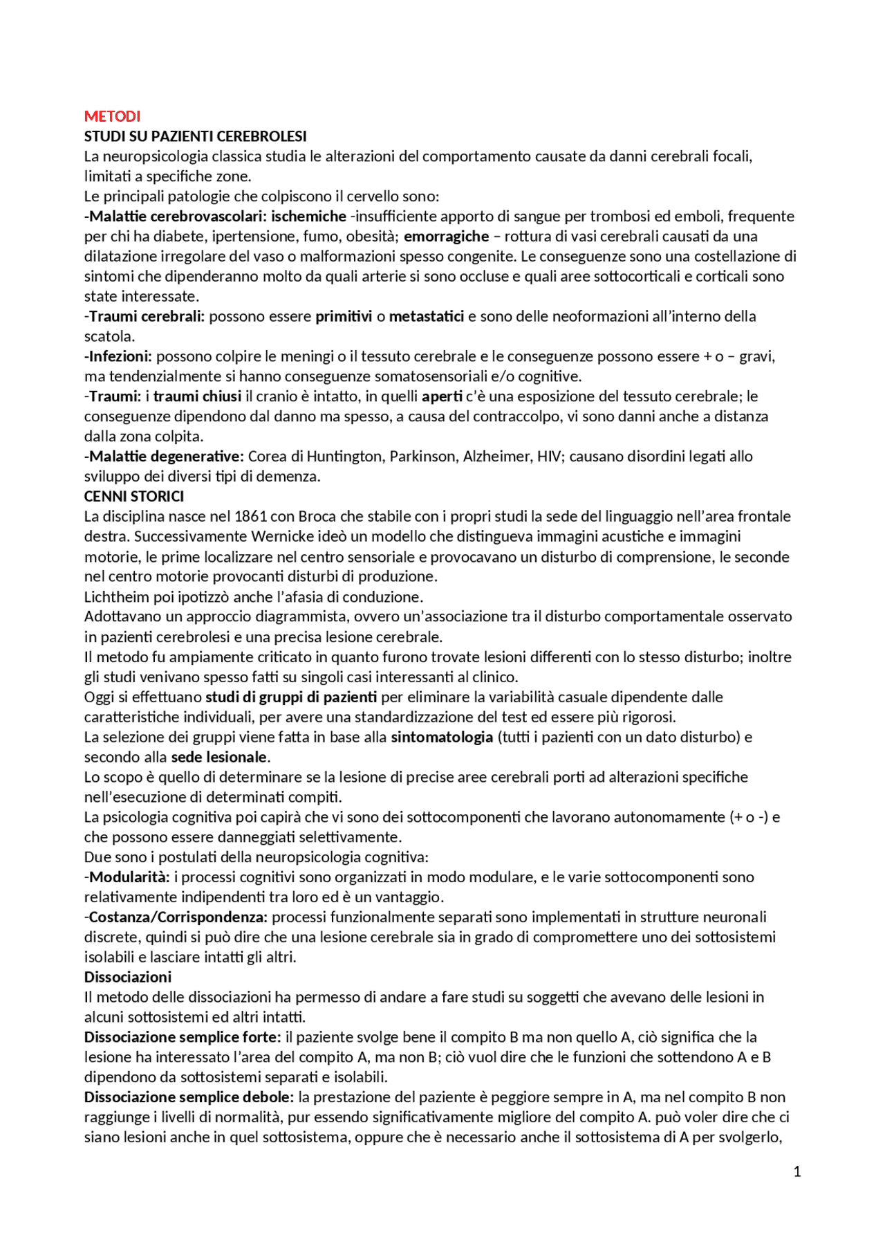 Riassunto Neuropsicologia Libro Appunti Docsity