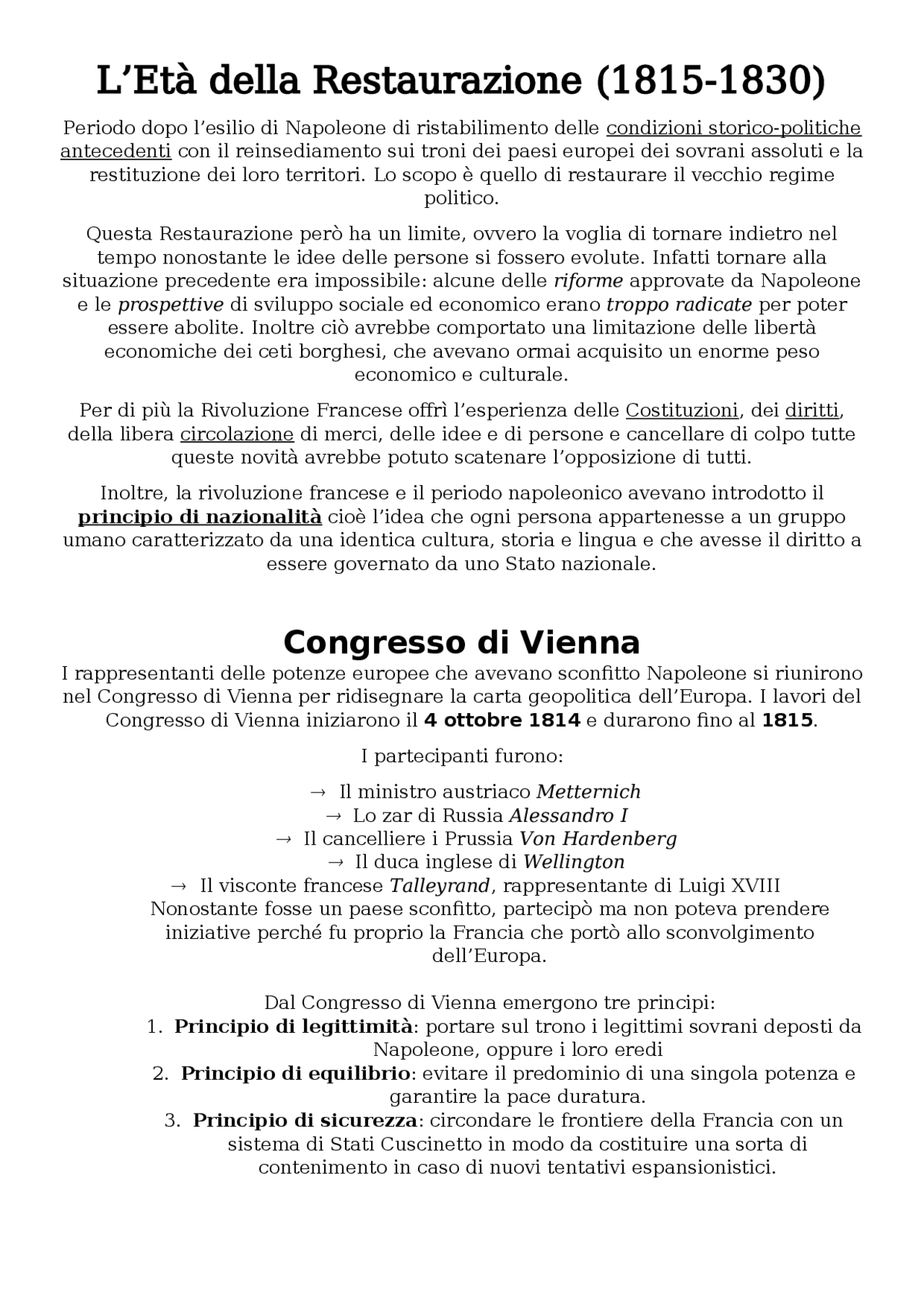 Il Risorgimento Italiano Appunti Docsity