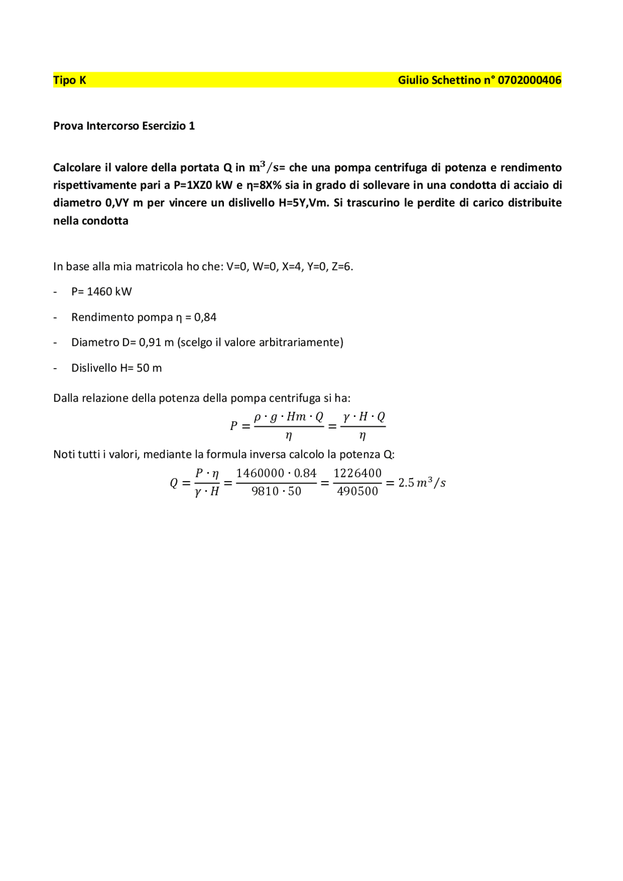 Elaborato 2 Tipo K Di Ingegneria Ambientale Docsity