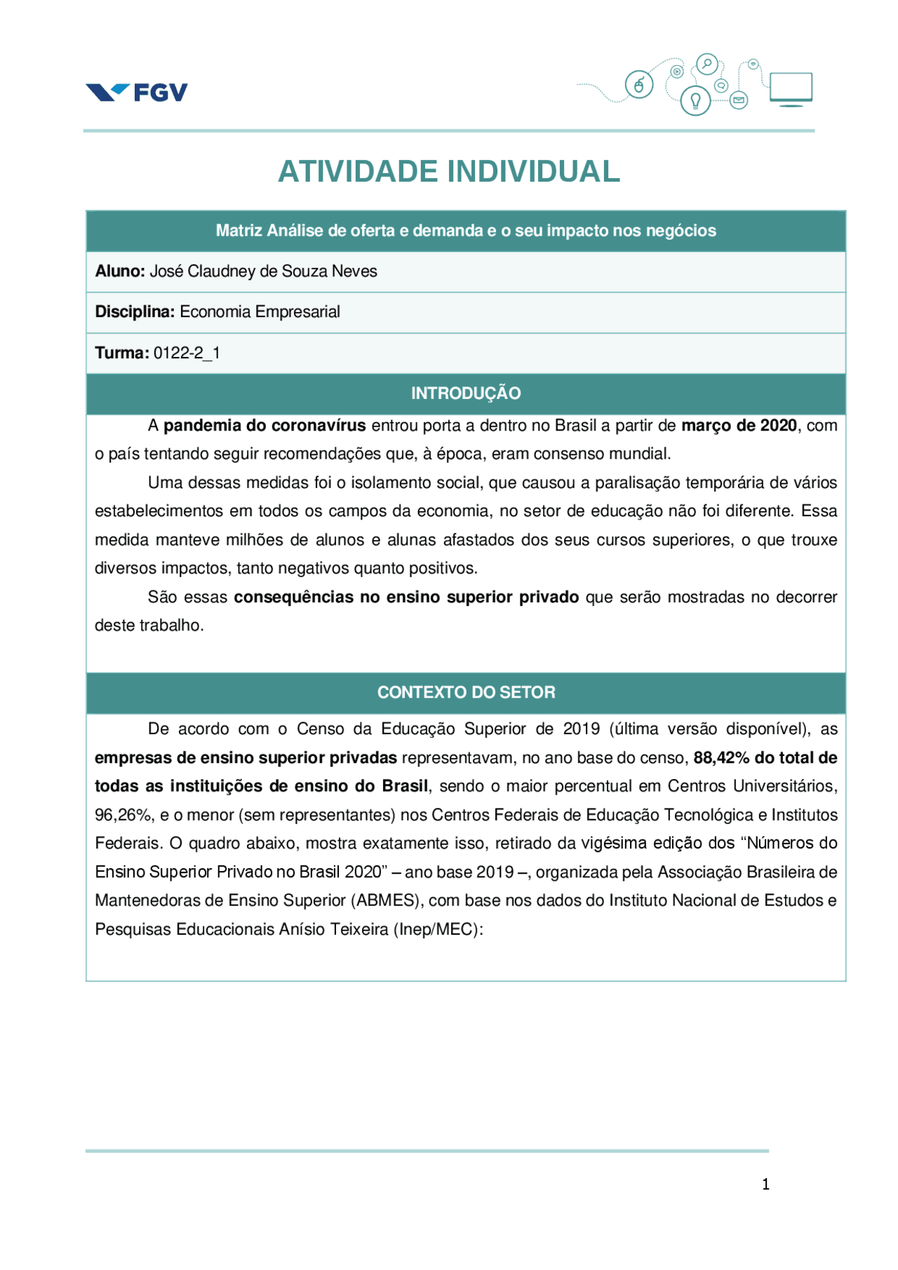 Trabalho individual FGV - Economia Empresarial - Docsity