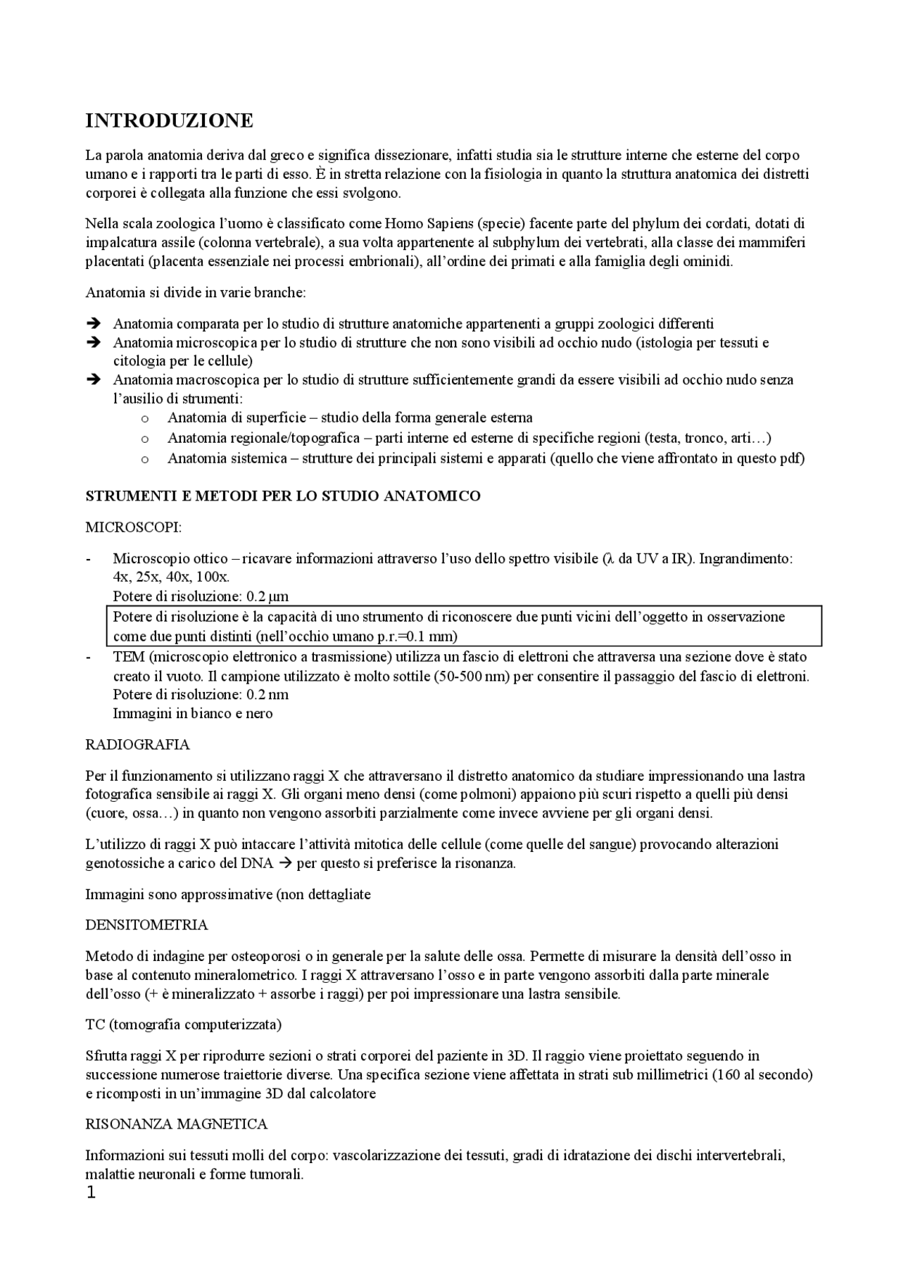 Anatomia Umana Docsity