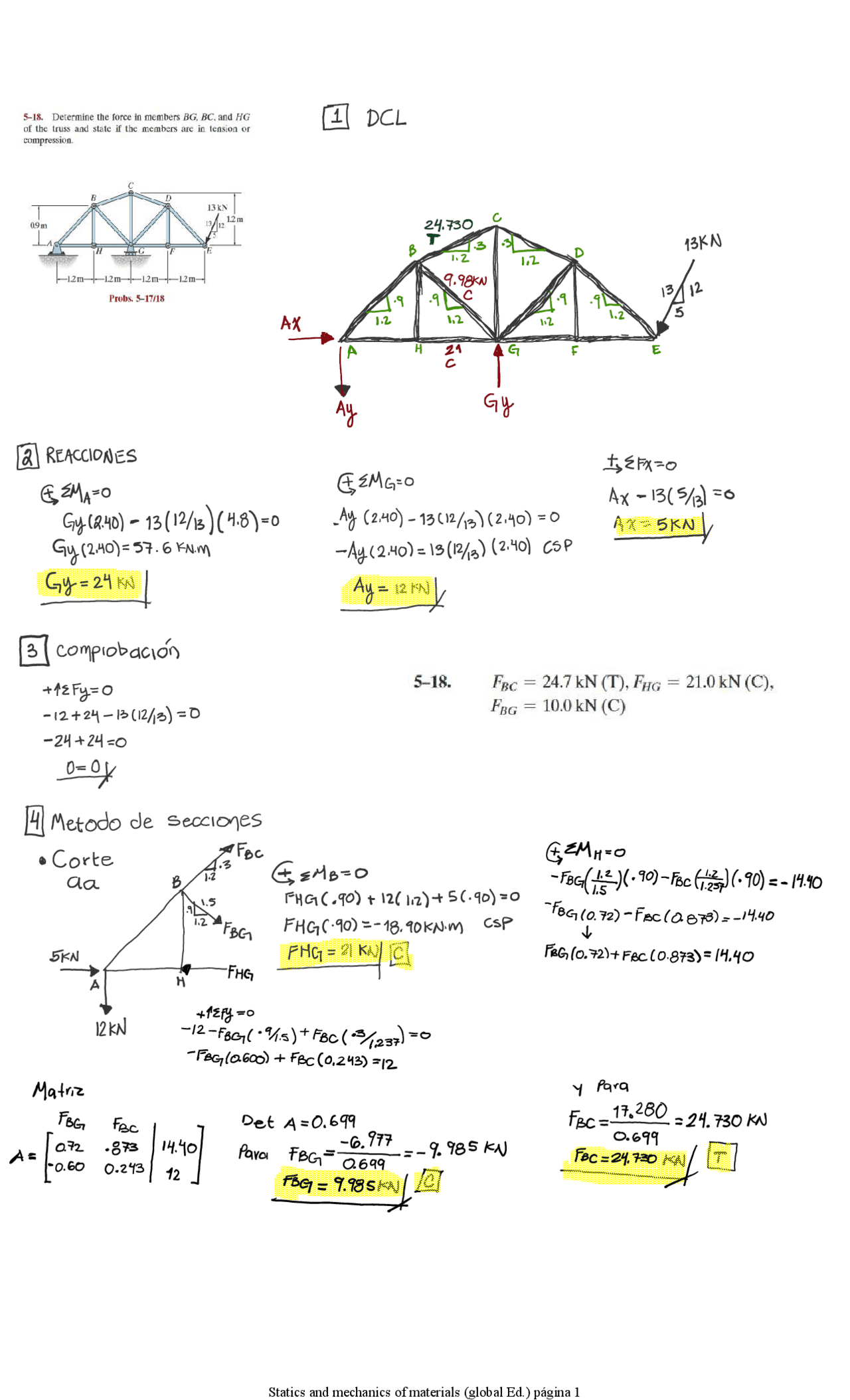 Cerchas Simples (Metodo Nodo y Secciones) - Docsity