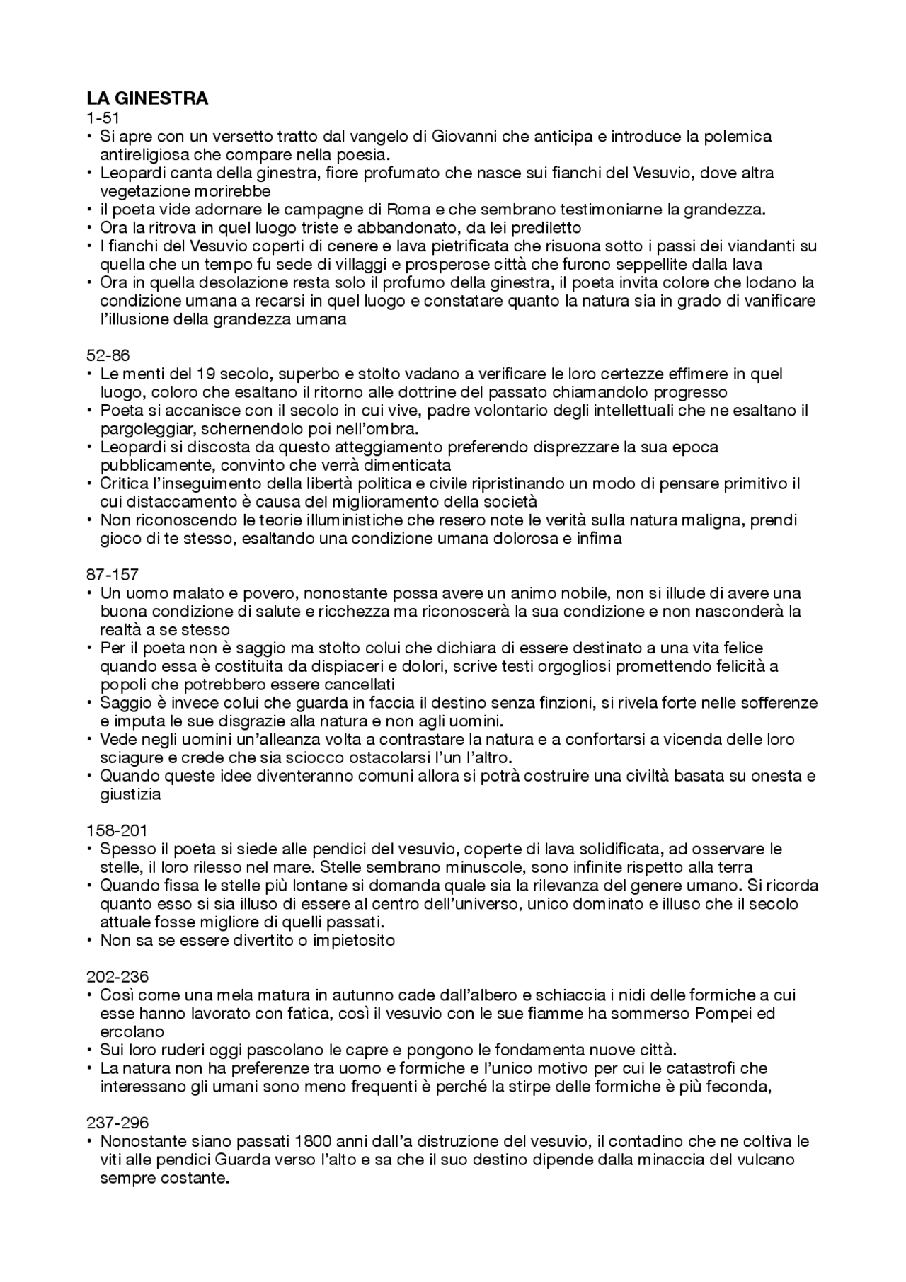 Appunti Sul Testo La Ginestra Docsity