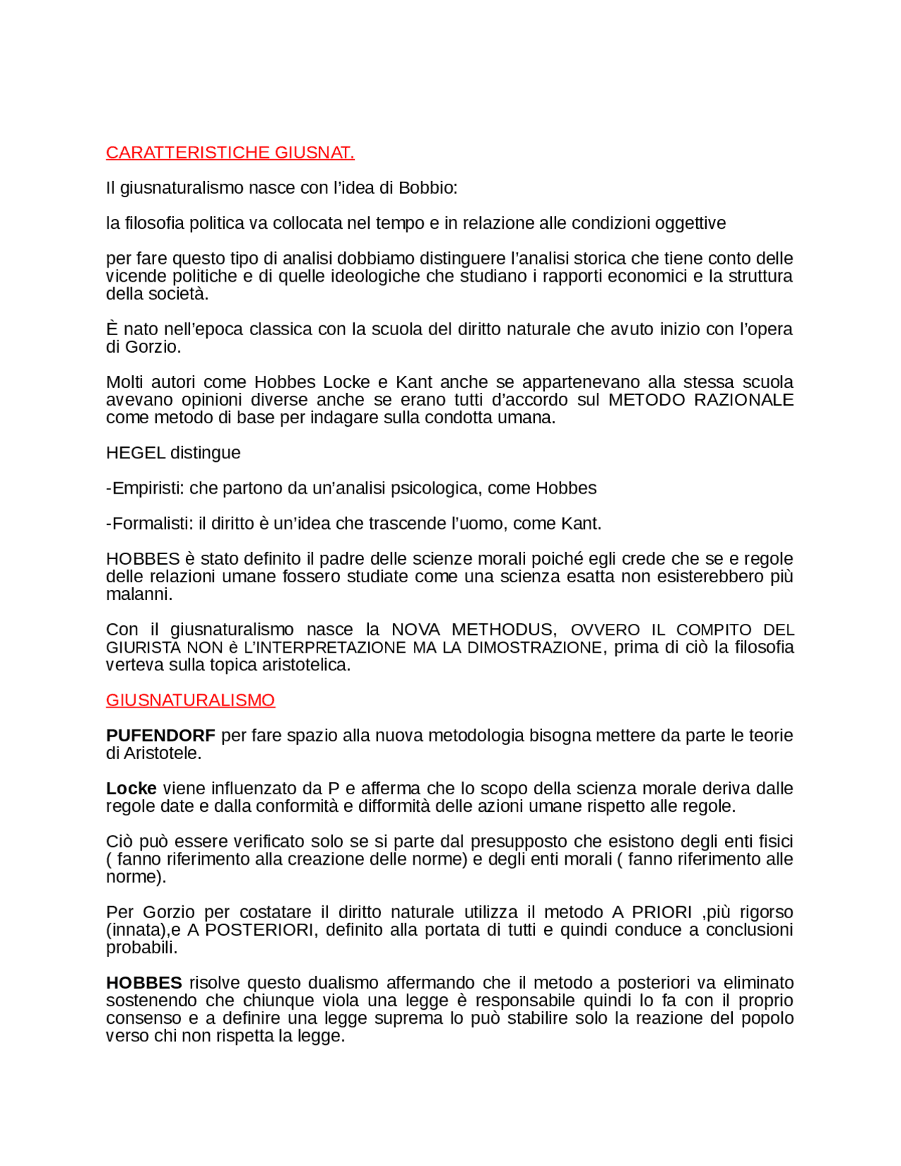 Riassunto Giusnaturalismo Docsity