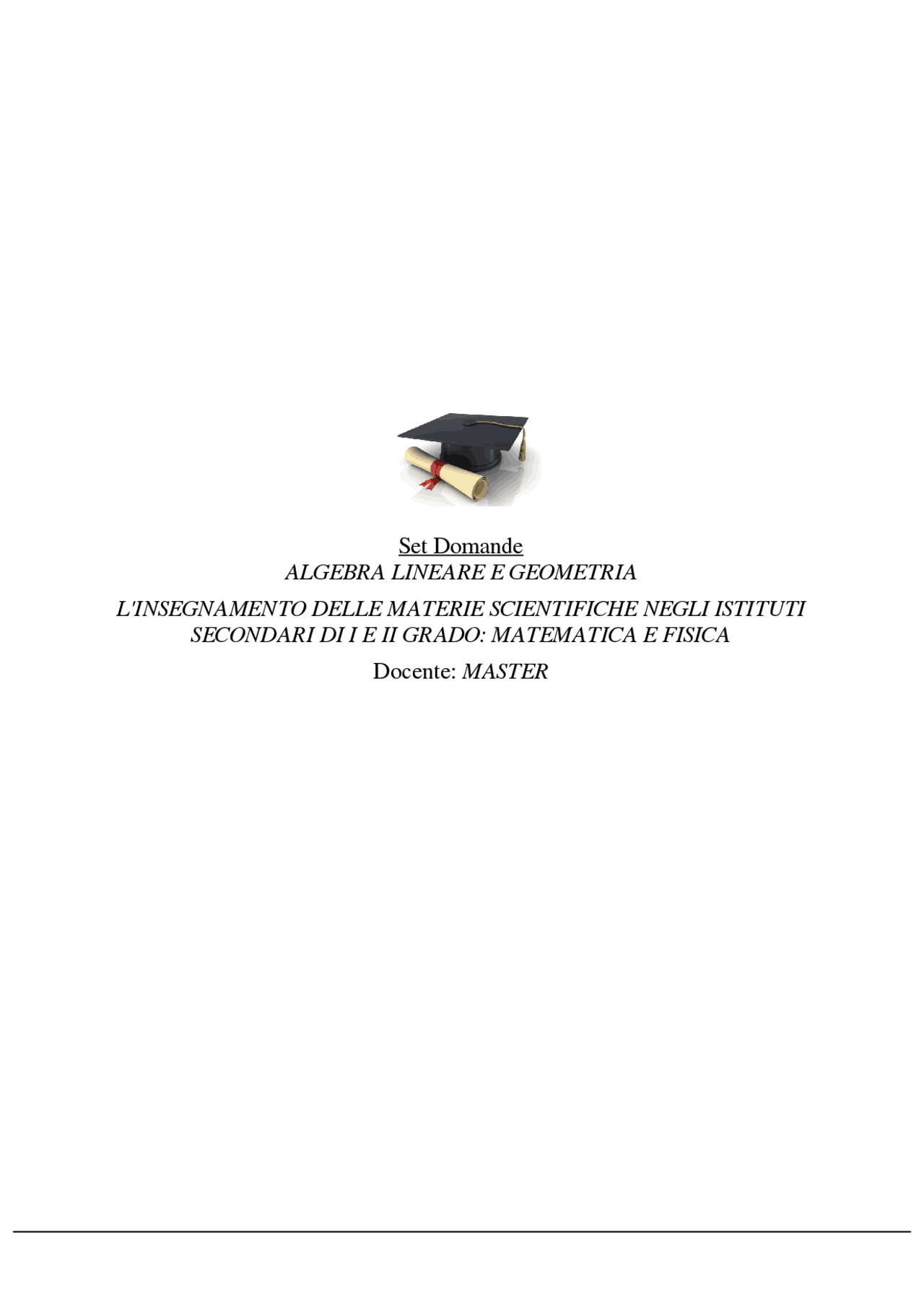 Paniere Corretto Compilato Con Risposte Chiuse Di Algebra Lineare E