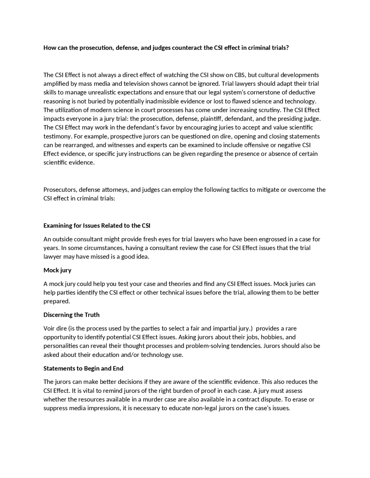 How to Counteract the CSI Effect in criminal trials | Cheat Sheet Law ...