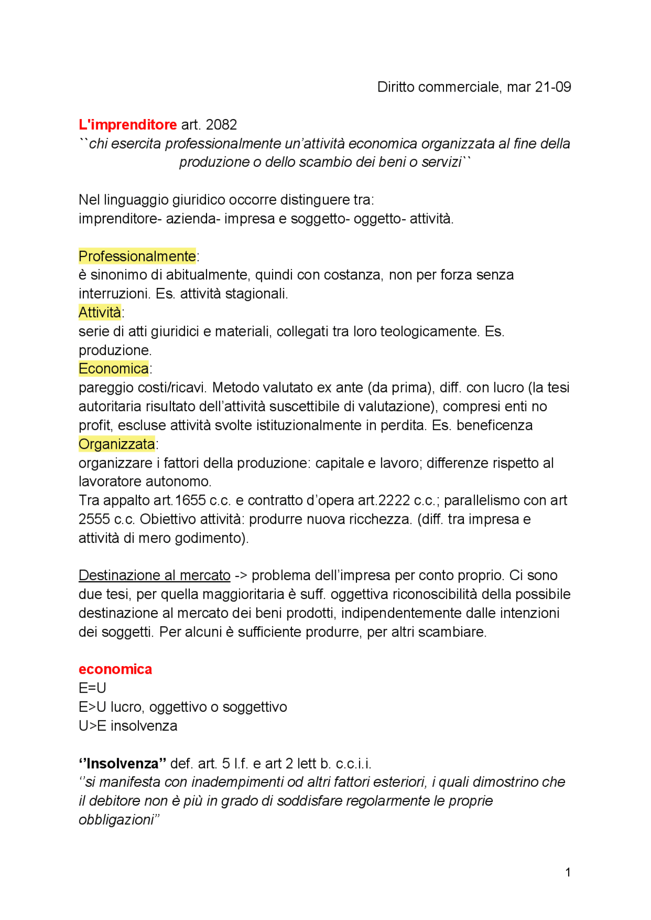 Appunti Diritto Commerciale Docsity