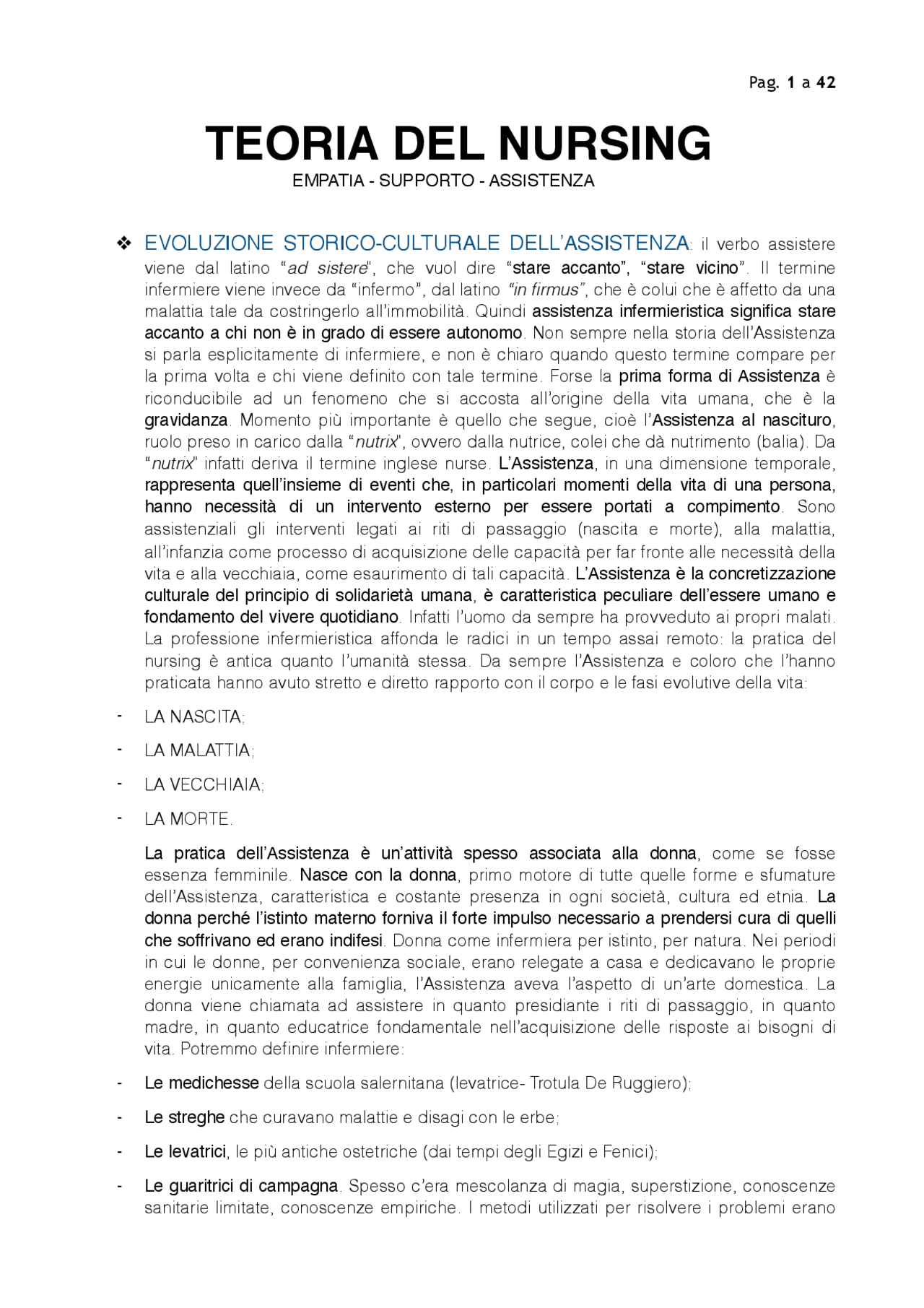 Infermieristica Generale E Teorie Del Nursing Docsity