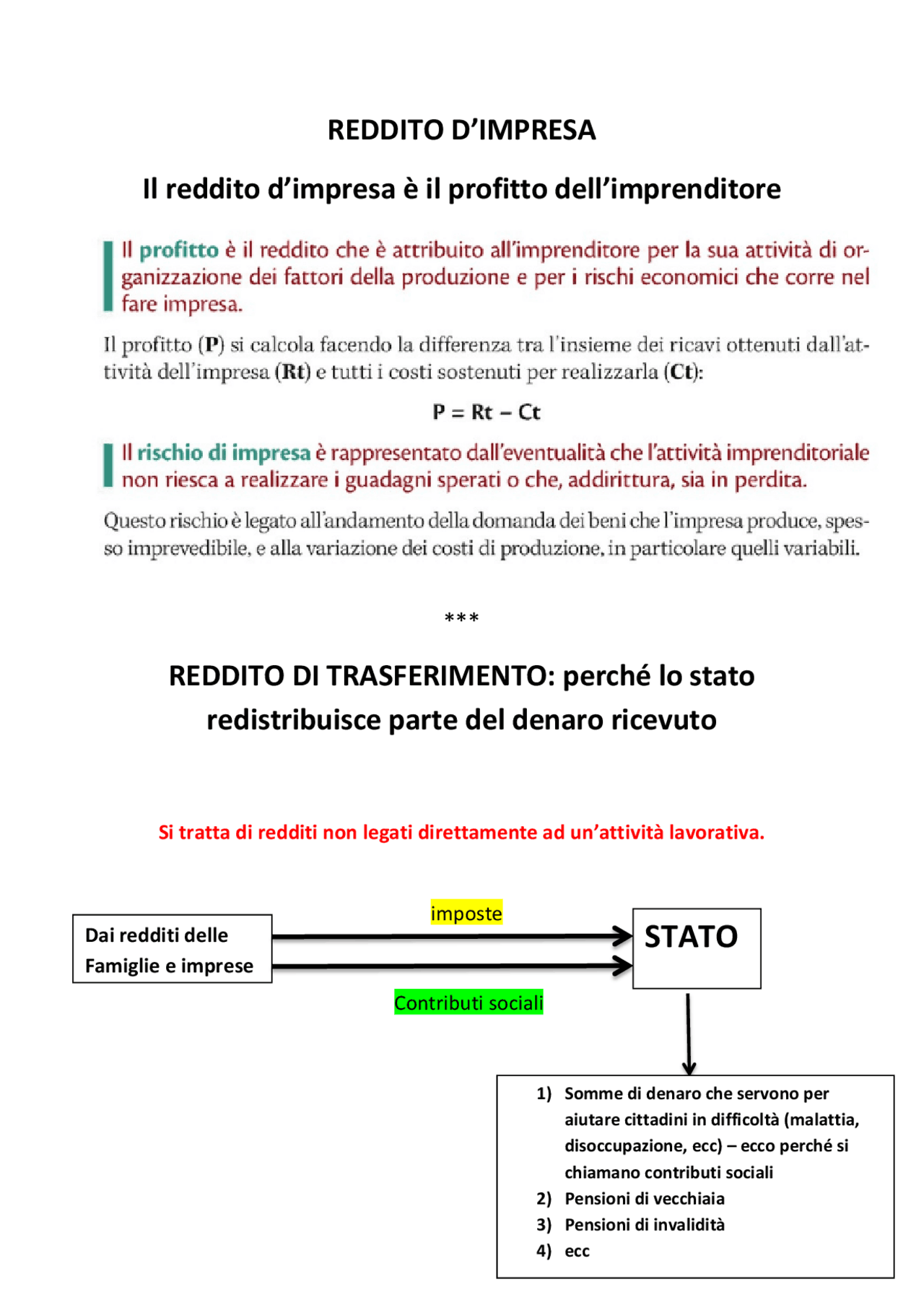 Reddito Impresa Semplice Riassunto Molto Utile In Fase Di Sintesi Docsity