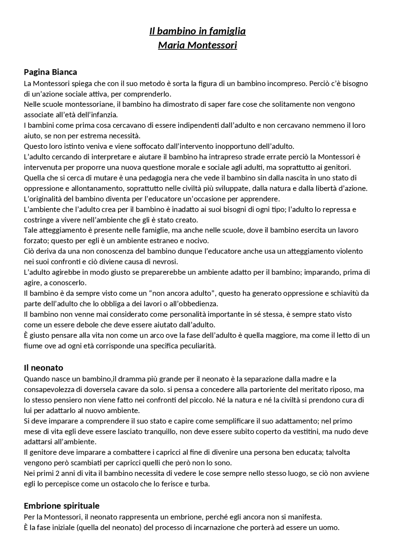 Il Bambino In Famiglia Docsity