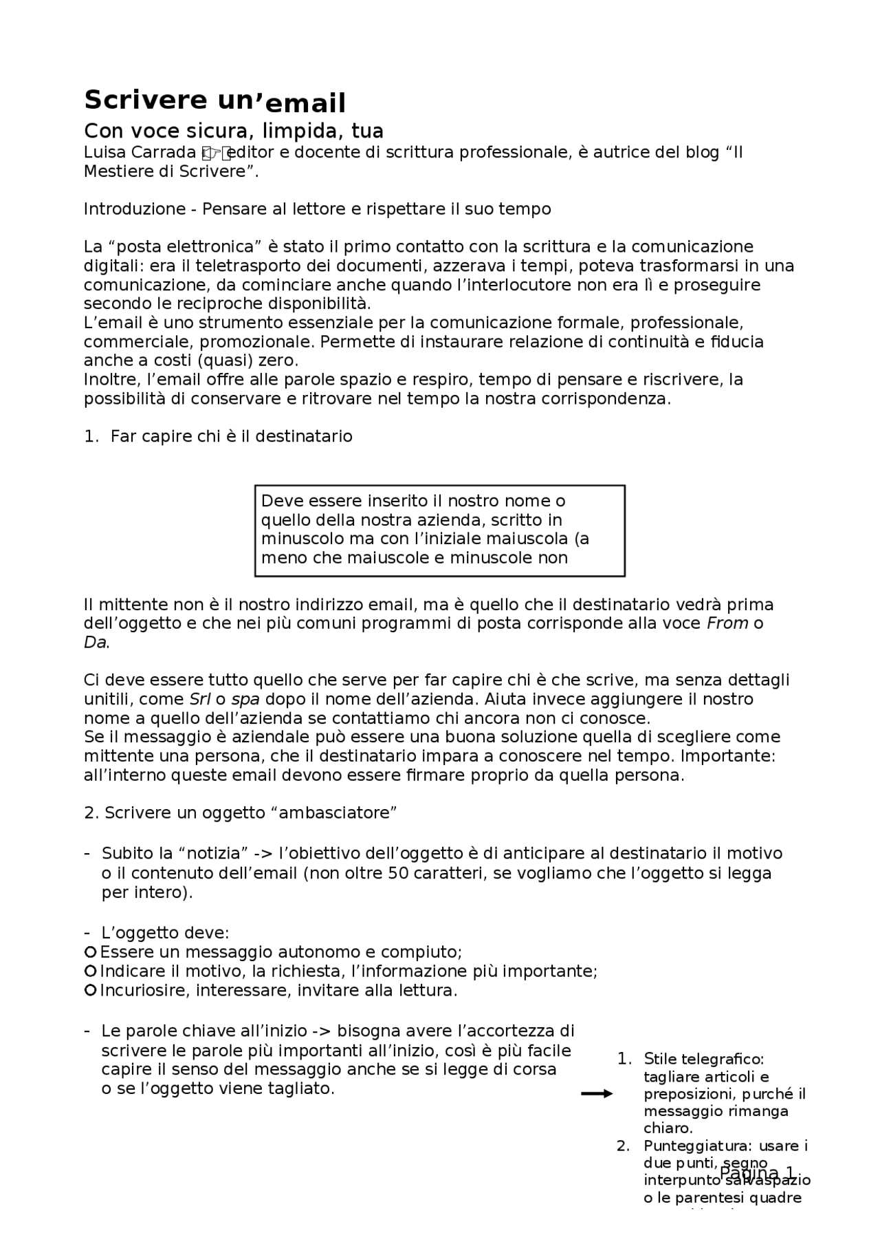Scrivere Unemail Luisa Carrada Docsity