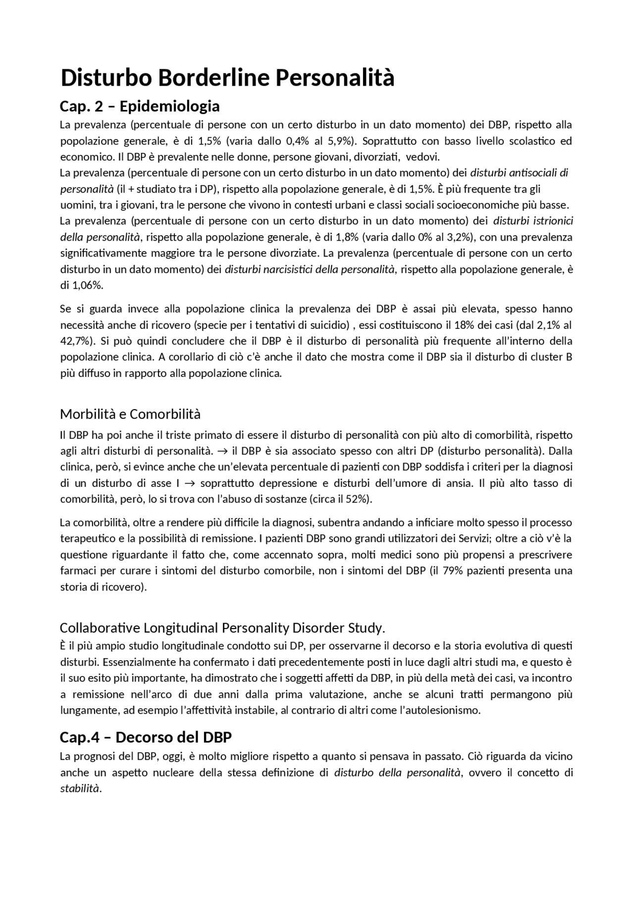 Il Disturbo Borderline Di Personalità Continuità E Discontinuità Nel